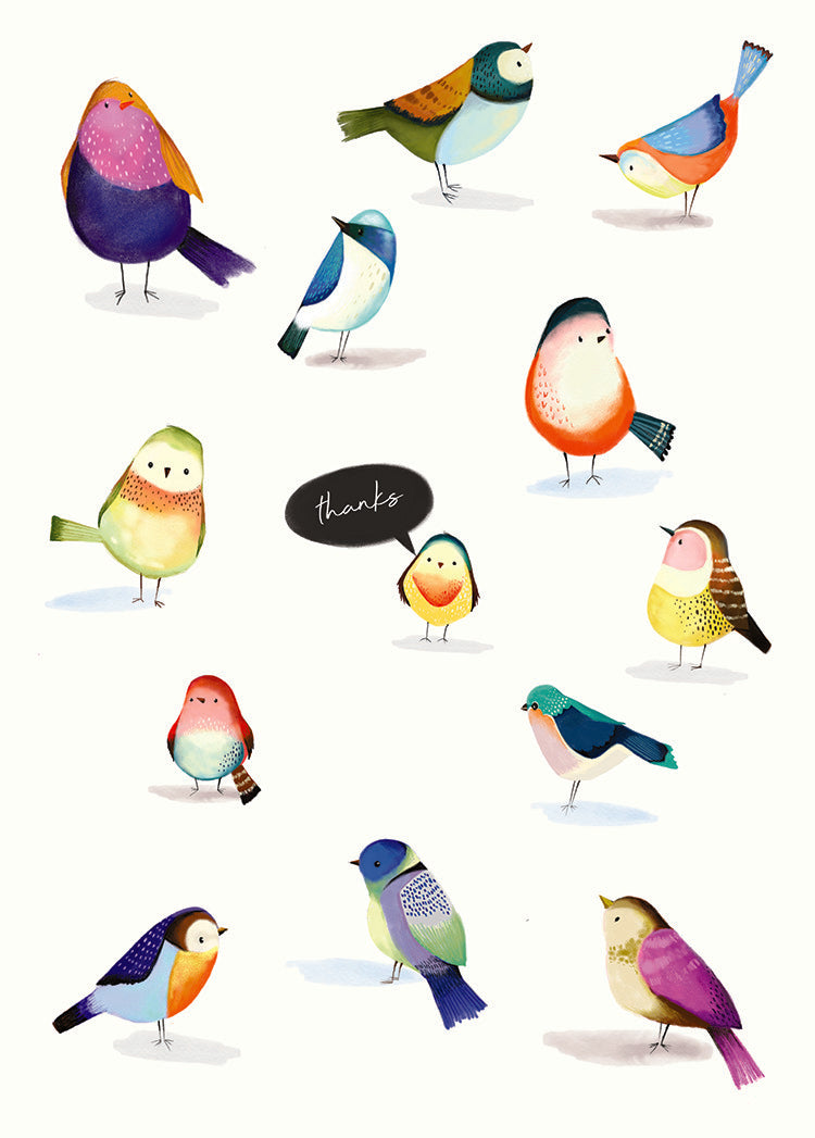 Design Design DD 100-61746 Flock of Colorful Birds Thank You Card ...