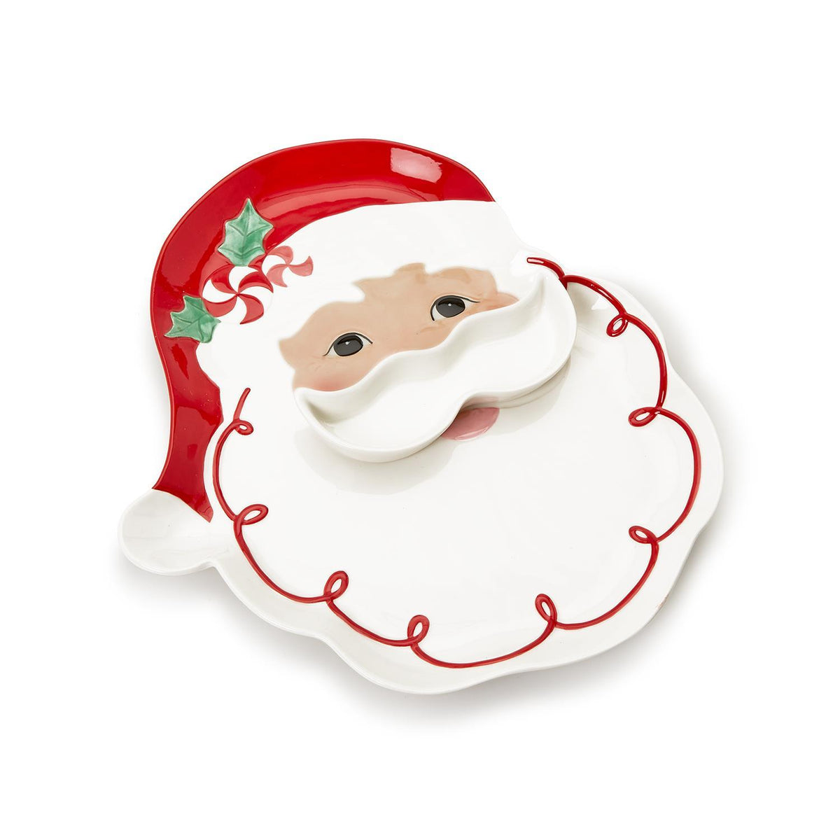 TWO'S COMPANY TC 82418 SANTA PLATTER W/REMOVEABLE MUSTACHE DIPPING BOW ...