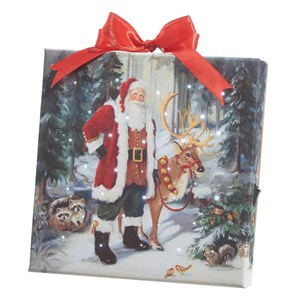 Raz Imports RZ 4339406 6" Santa and Reindeer Lighted Print w/Easel Bac ...