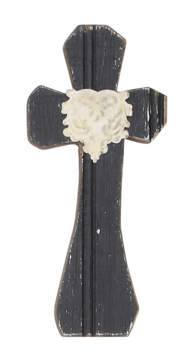 Creative Co-Op CCOP DA4924Axx Wood & Metal Cross Wall Décor with Flora ...